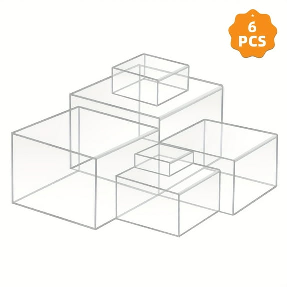 6PCS Clear Acrylic Buffet Risers - 6 Different Sizes (3-8 Inch) Food ...