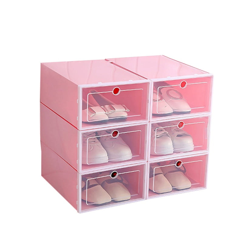 6PCS Clear Plastic Stackable Storage Shoe Box, Stackable Floding DIY ...