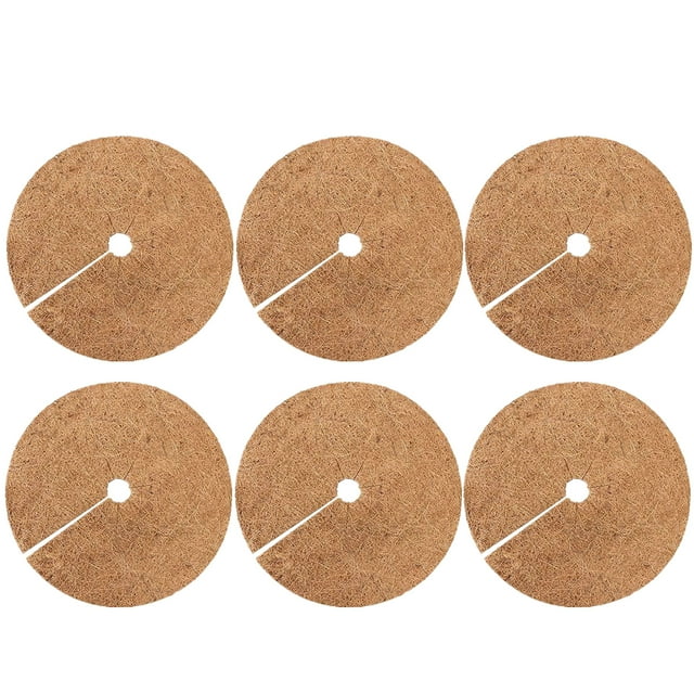 6PCS Coco Coir Mulch Ring Tree Protector Mat- Natural Coconut Fibers ...