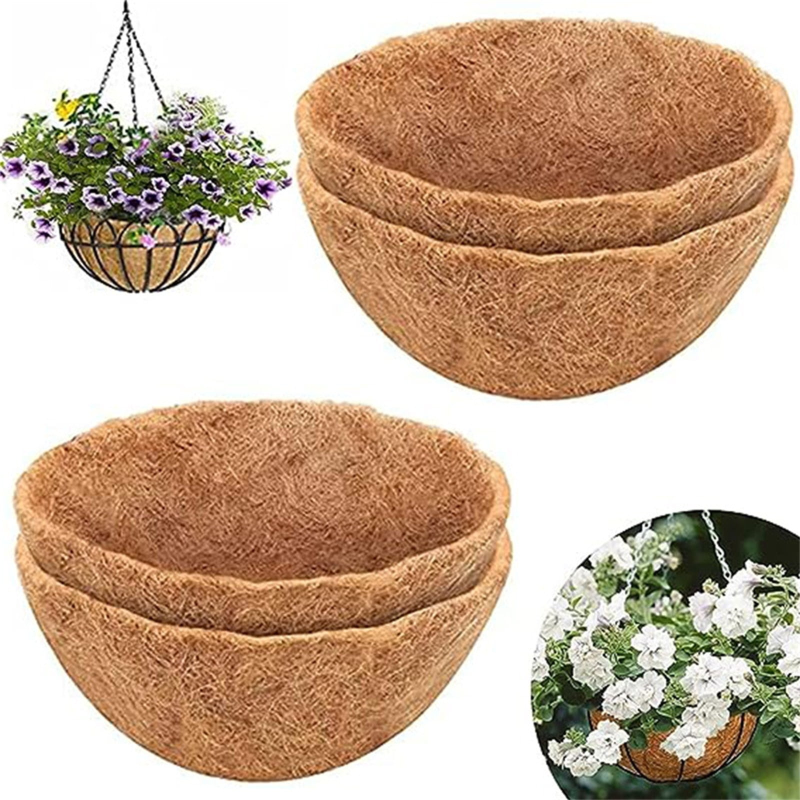 6PCS Coconut Fiber Planter Liners - 8 Inch Round Coco Coir Pads for ...