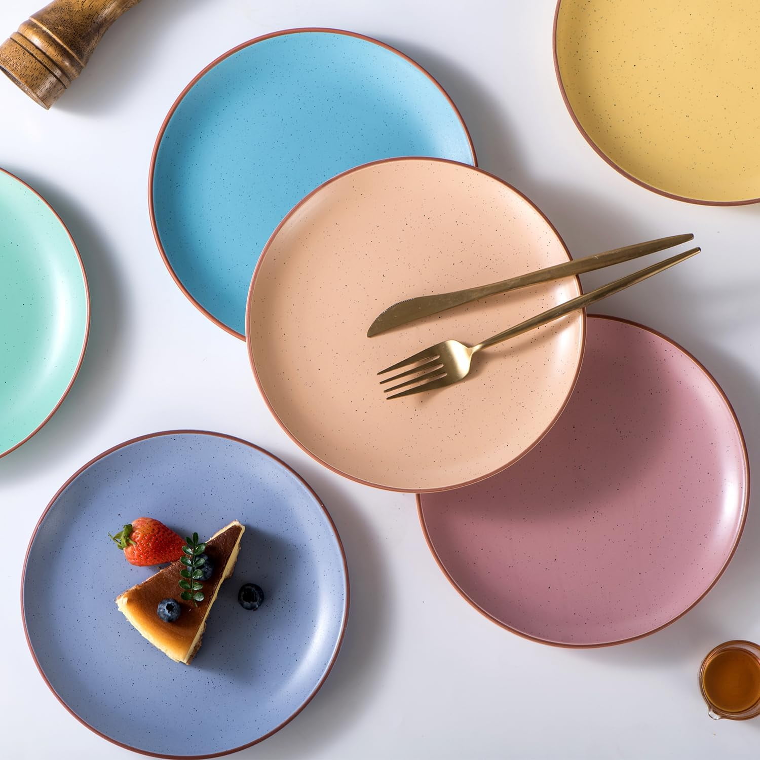 6PCS Colorful Ceramic Dinner Plates, 10 Inch Matte Glazed Main Dish ...