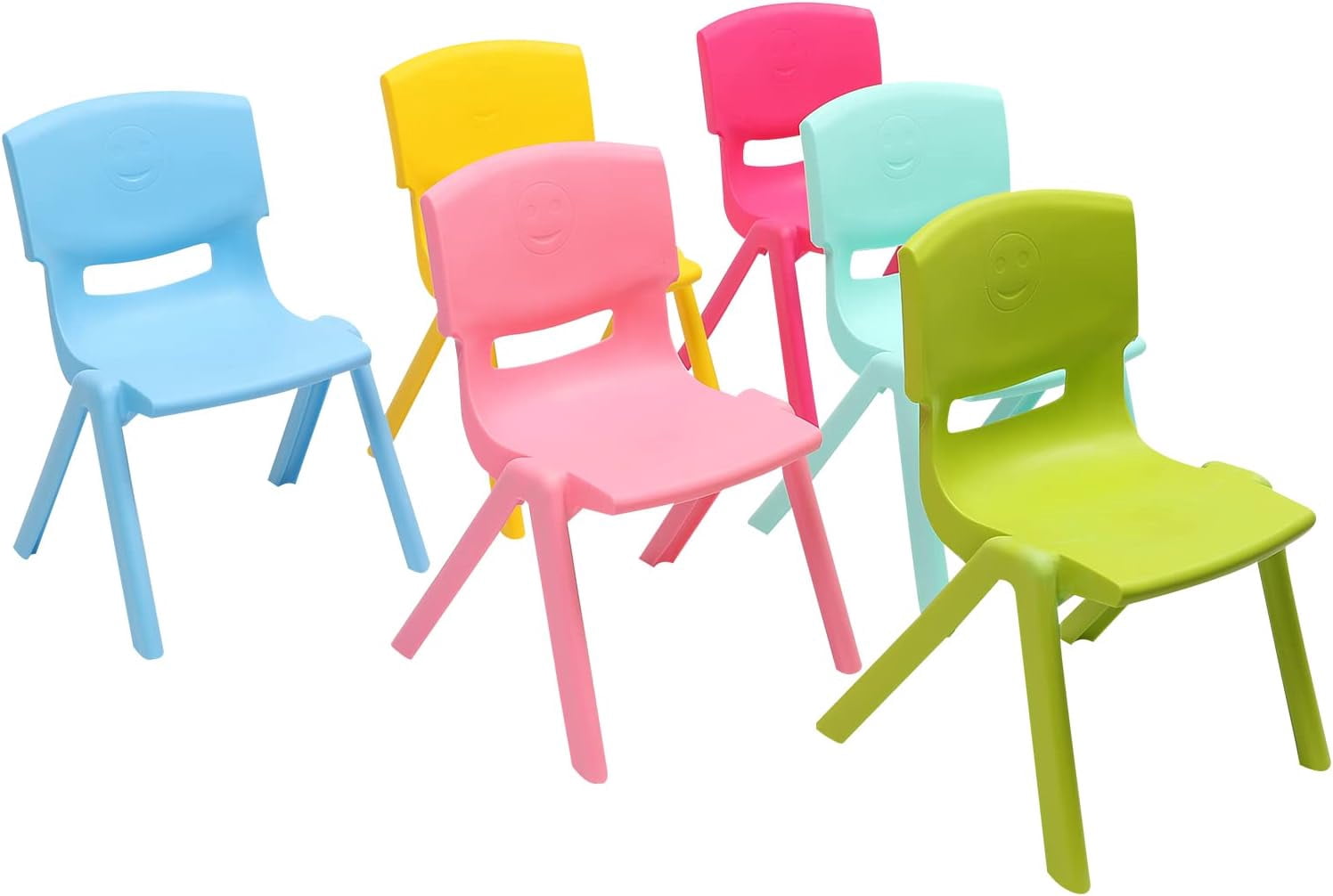 6PCS Colorful School Stackable School Chairs, Colorful Kids Plastic ...
