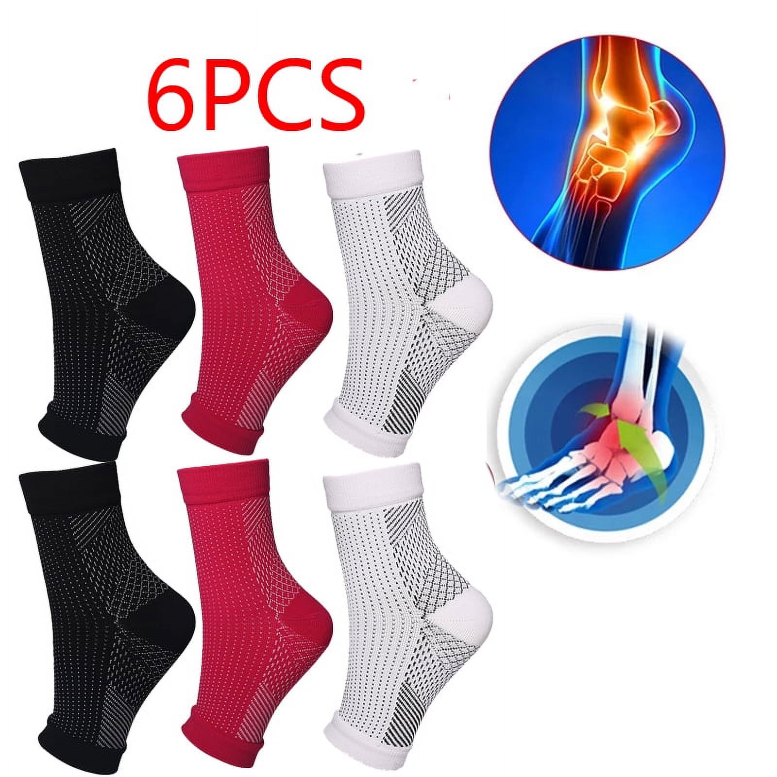 6PCS Compression Ankle Socks for Plantar Fasciitis Heel Pain Relief ...