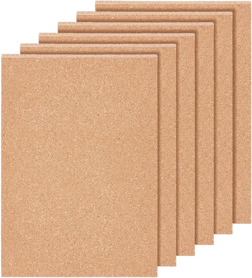 6PCS Cork Sheet 12x8inch Sandy Brown Cork Board Insulated Cork Coasters ...