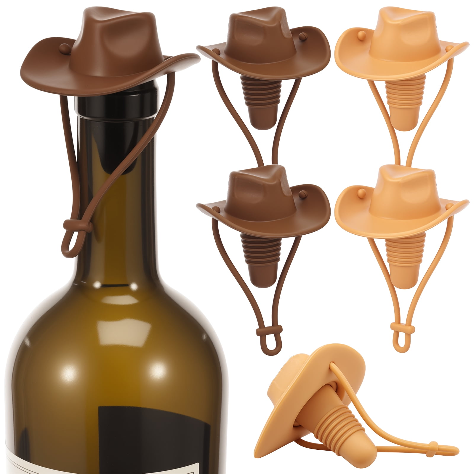 6PCS Cowboy Hat Silicone Wine Stopper, Reusable and Unbreakable Glass ...