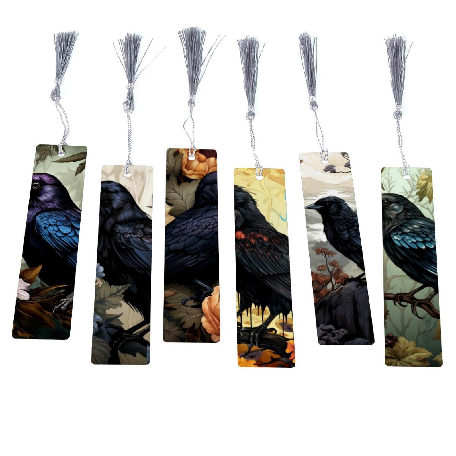 6PCS Crow Metal Bookmark with Tassels, Bronze Book Mark Retro Bookmark ...
