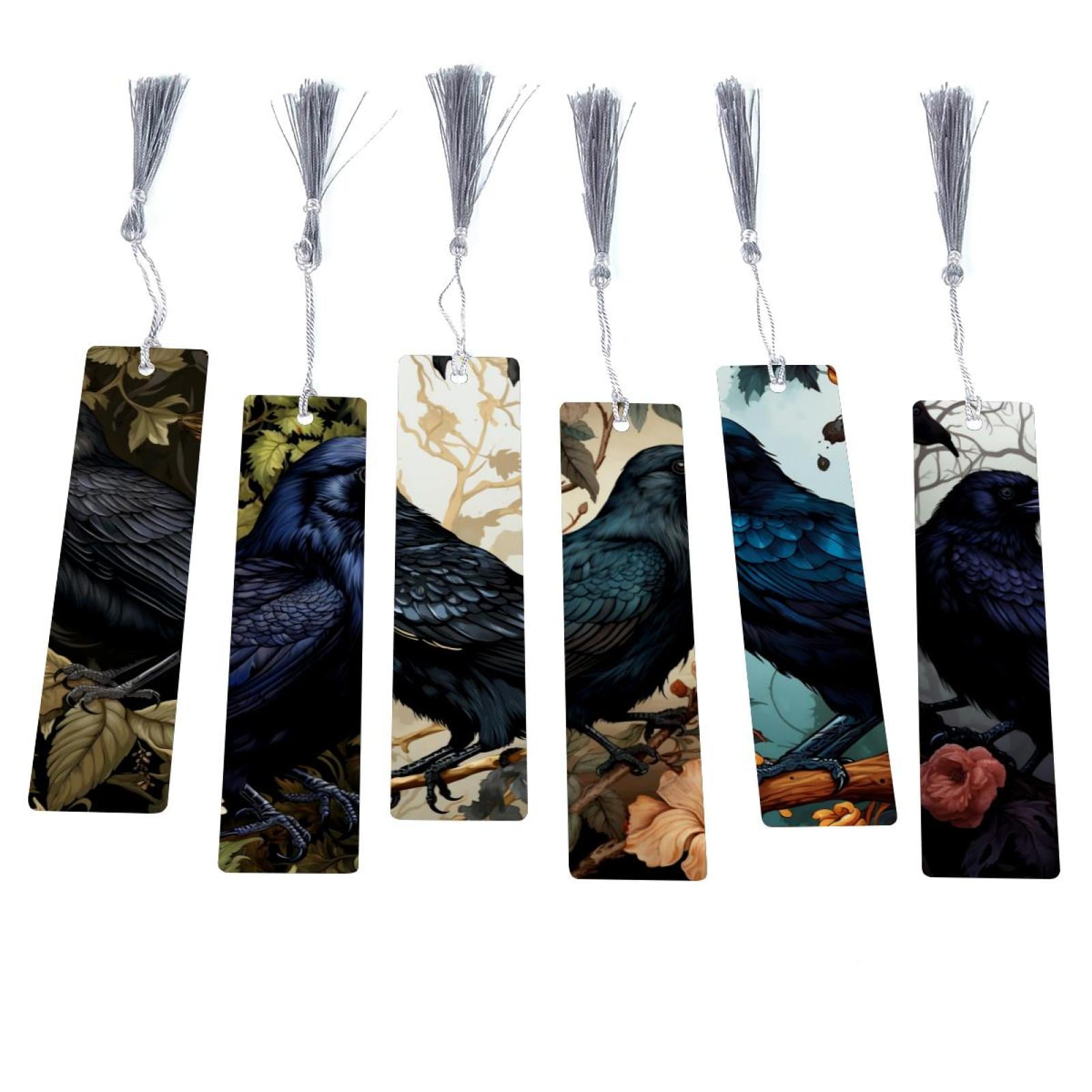 6PCS Crow Metal Bookmark with Tassels, Bronze Book Mark Retro Bookmark ...