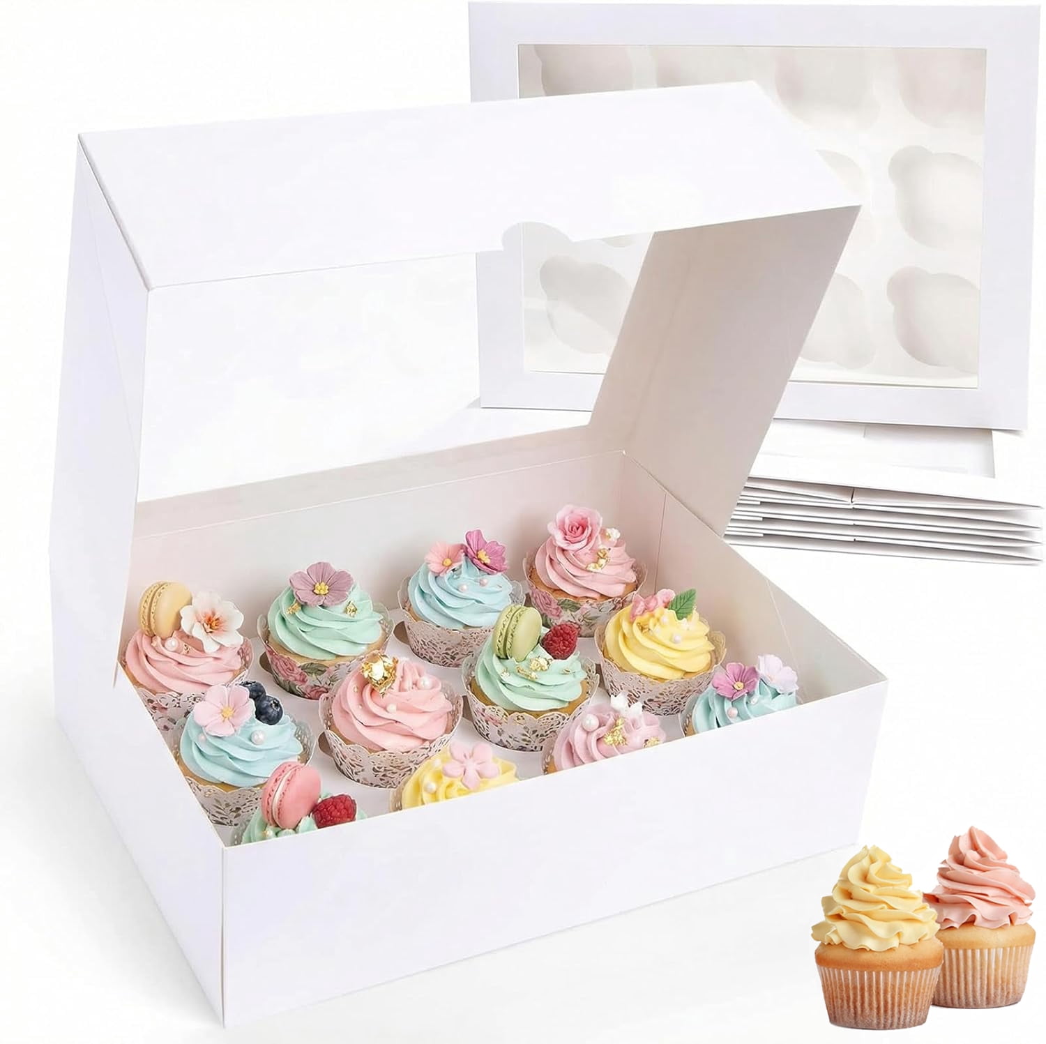 6PCS Cupcake Boxes, Hold 12 Count Cupcake Containers with Window ...