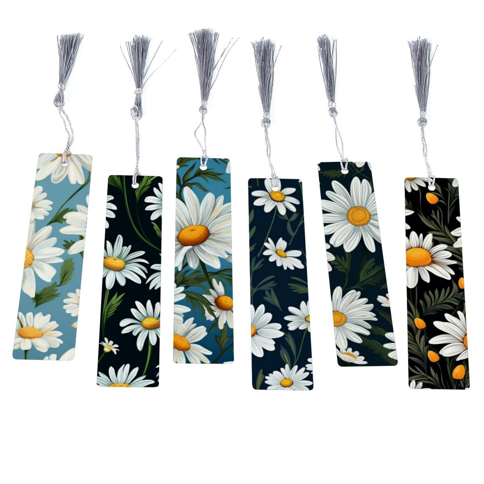 6PCS Daisy Metal Bookmark with Tassels, Bronze Book Mark Retro Bookmark ...