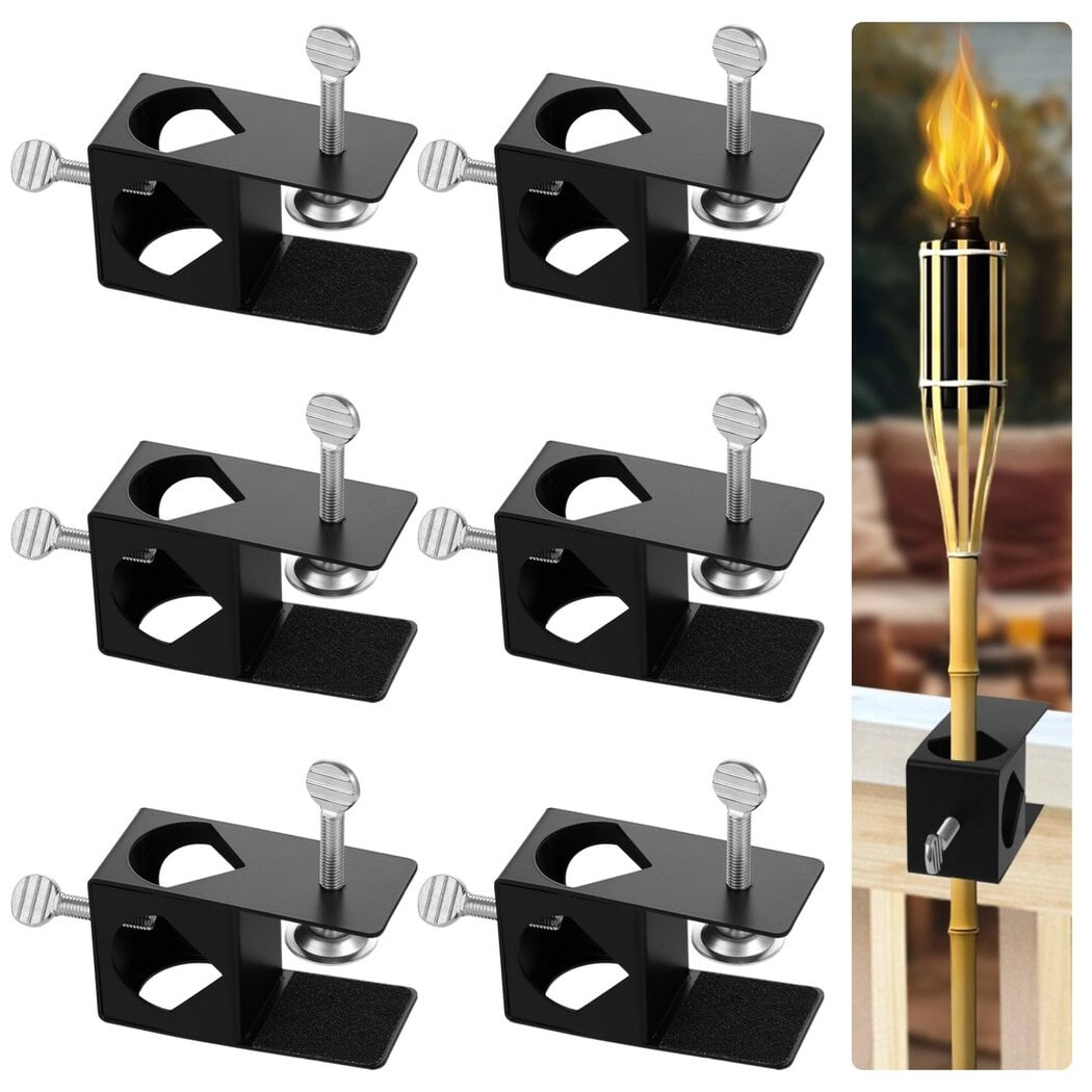 6PCS Deck Torch Clamps, Porch Rail Torch Clamp, Backyard Rail Torch ...