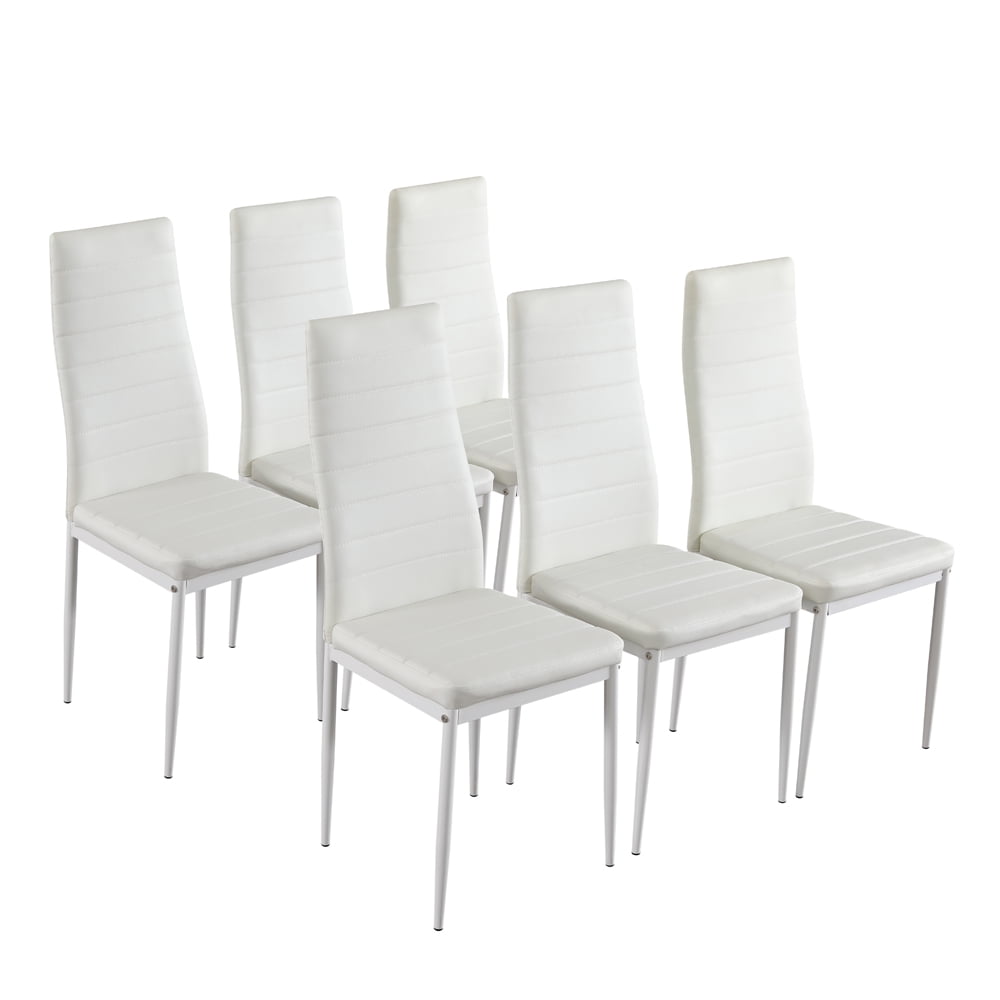 6PCS Dining Chairs Armless Side Chairs Modern Kitchen Chairs with Faux ...