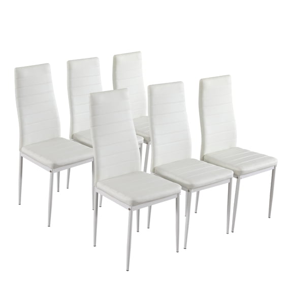 6PCS Dining Chairs Armless Side Chairs Modern Kitchen Chairs with Faux ...