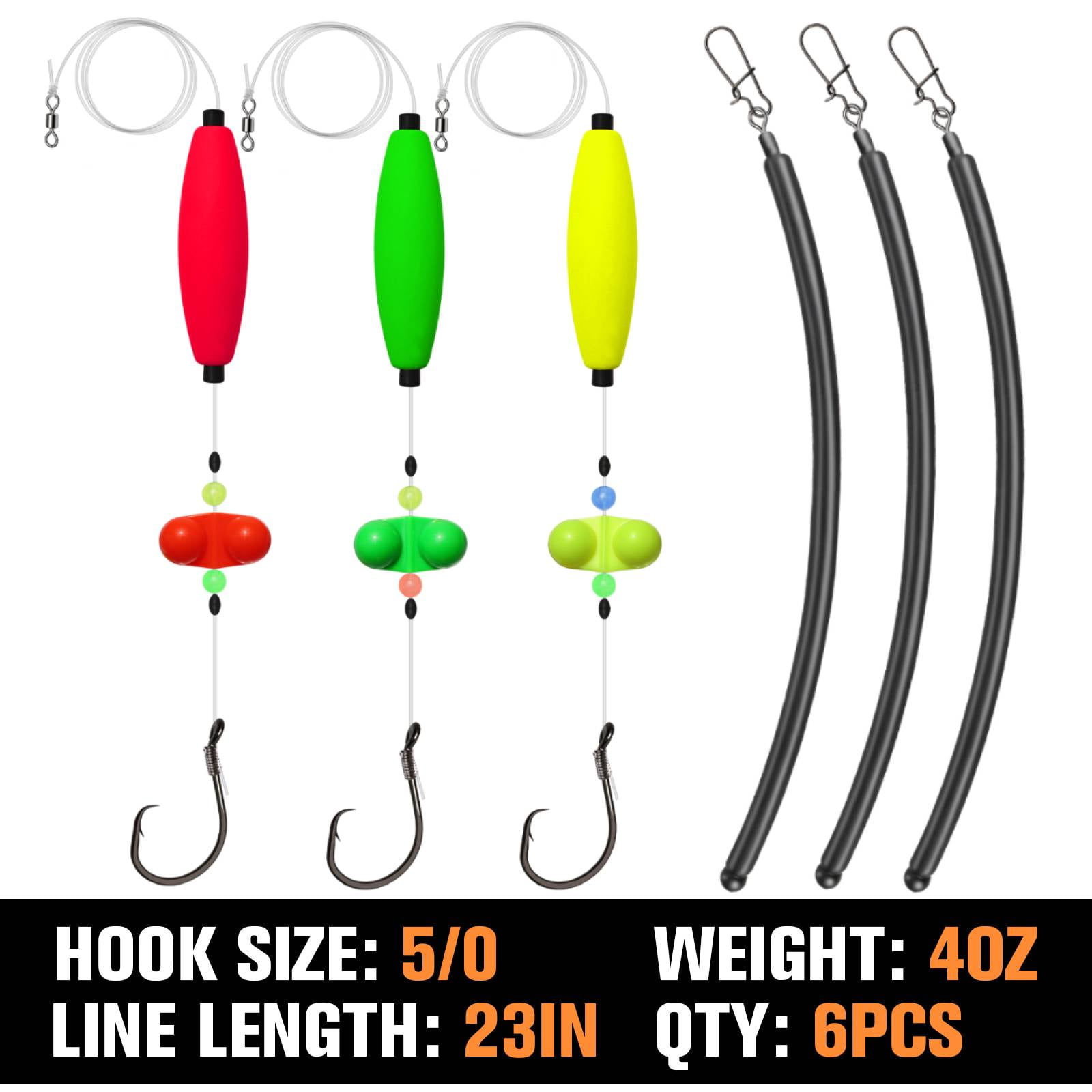 6PCS Dovesun Catfish Rigs Kit 5/0 Hooks 4oz Dragging Weights Santee Rig ...
