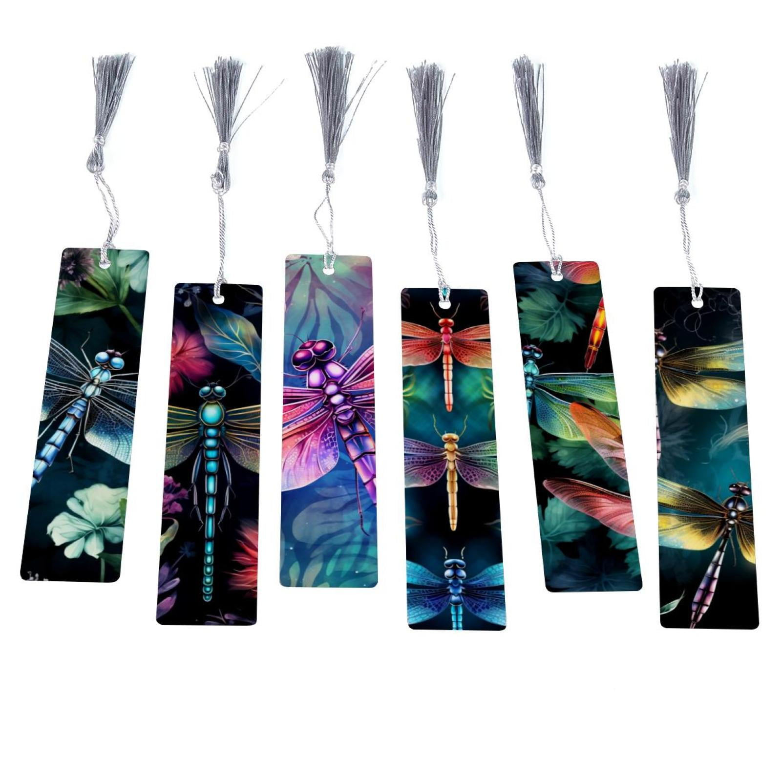 6PCS Dragonfly Metal Bookmark with Tassels, Bronze Book Mark Retro ...