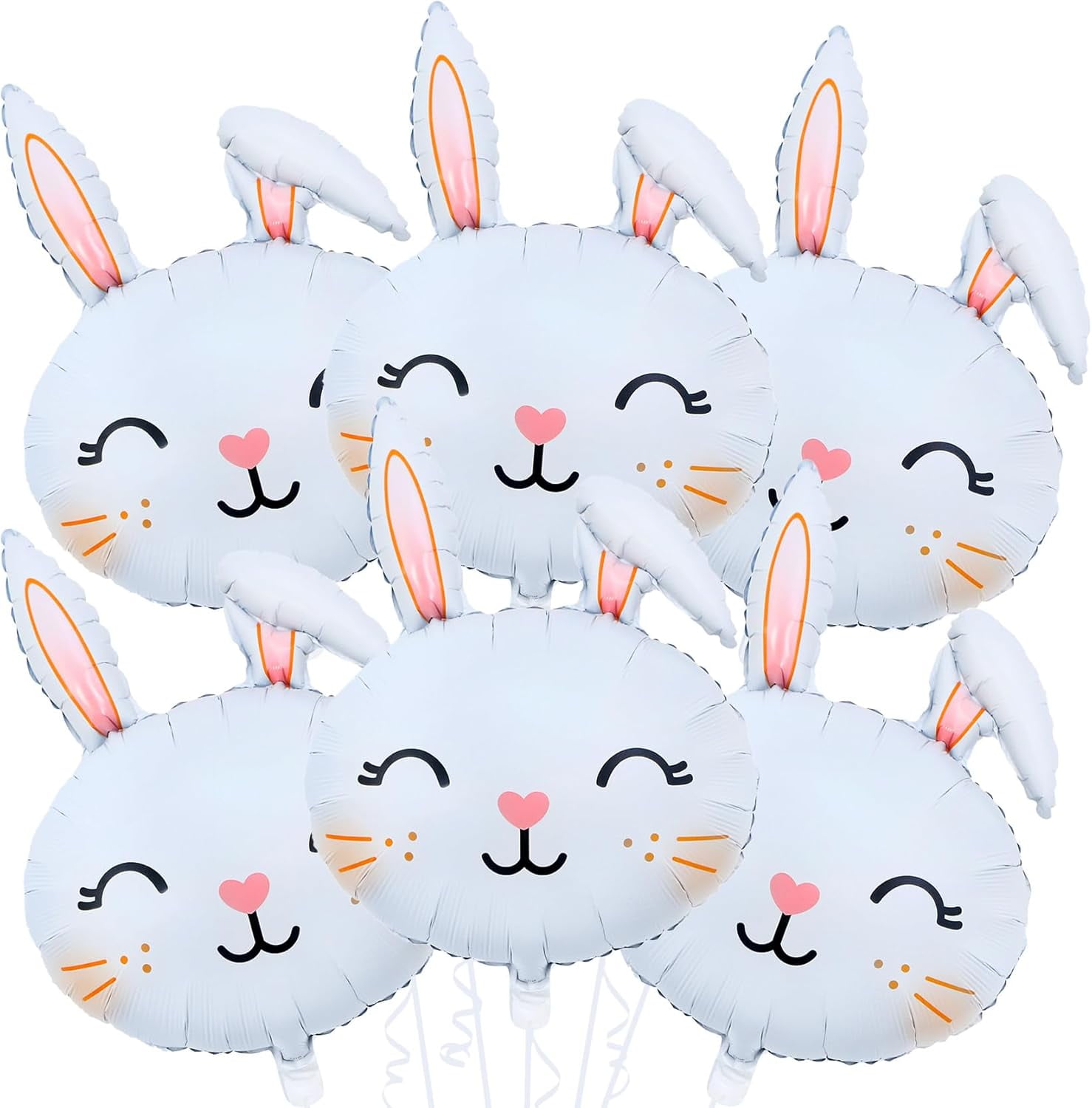6PCS Easter-Bunny Balloons Rabbit Head Foil Balloons Easter Themed ...
