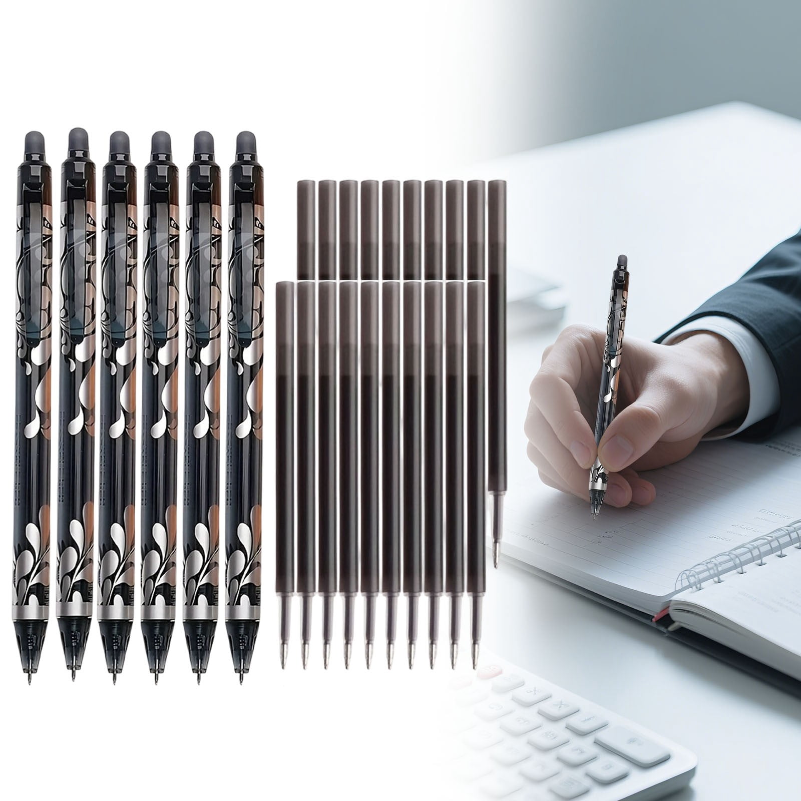 6PCS Erasable Gel Pens Colored, 0.5mm Retractable Quick Dry Fine Point ...
