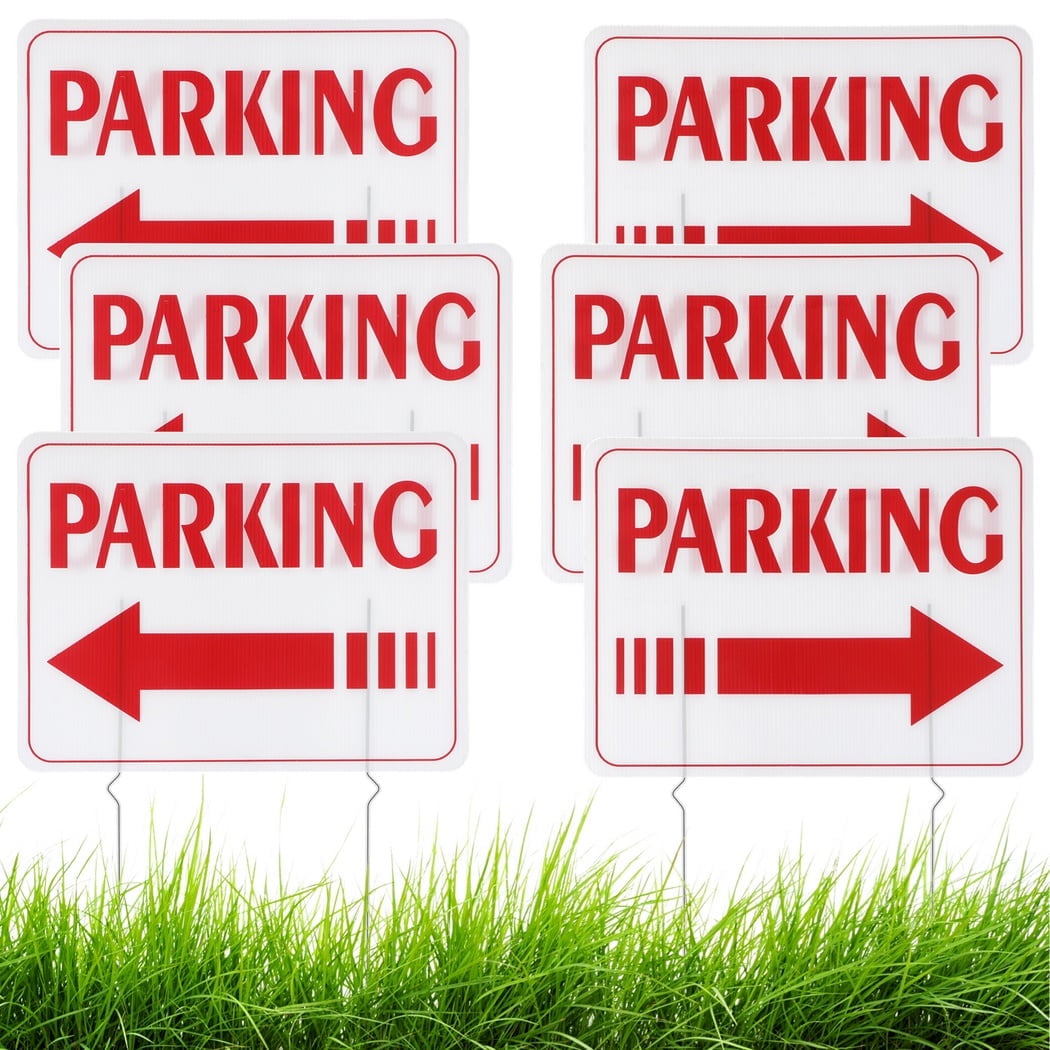 6 Pcs Outdoor Event Parking Signs, Plastic Guest Red "Parking" Sign ...