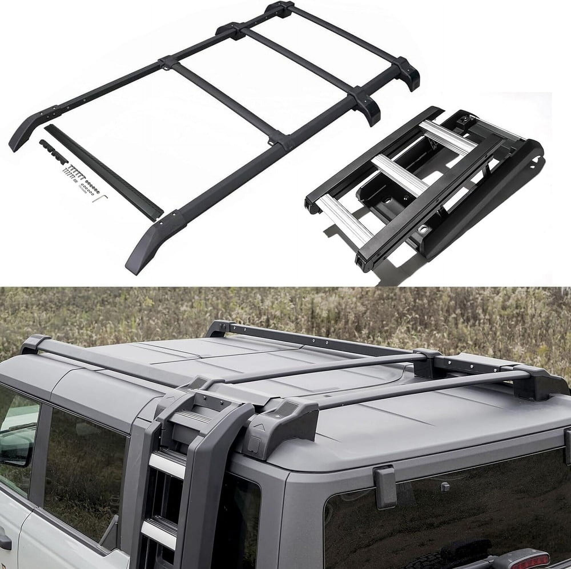 6PCS Extended Roof Rack & side Ladder for 2021-2025 Ford Bronco Hard ...