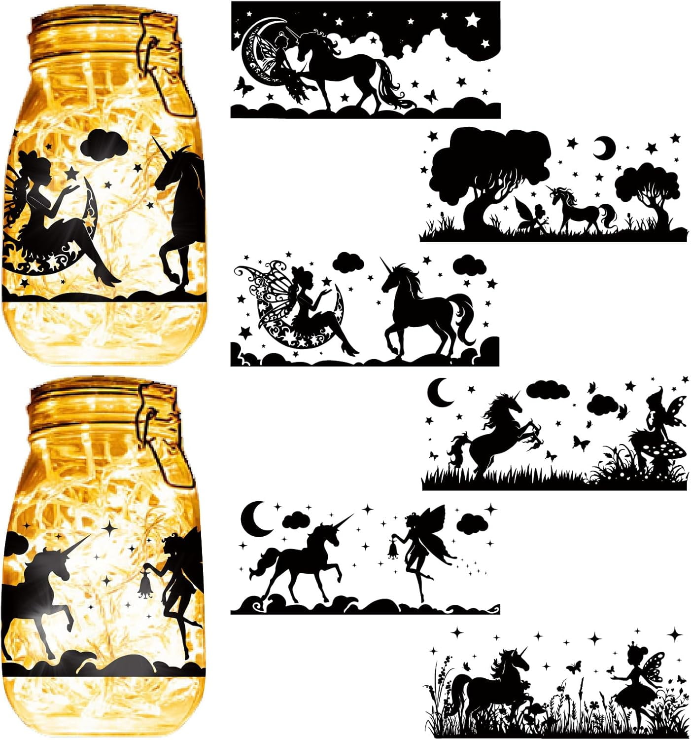 6PCS Fairy Silhouettes Cutouts Lantern Jar Scrapbooks Decor Angel Die ...