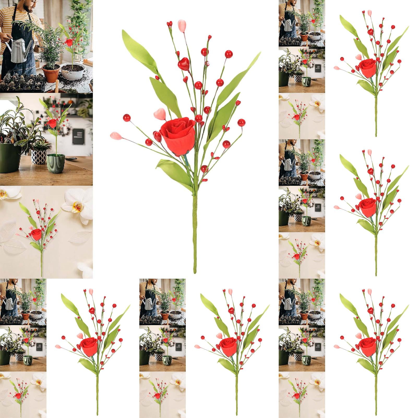 6PCS Red Roses Bouquet - Artificial Rose Flowers for Home Decor ...