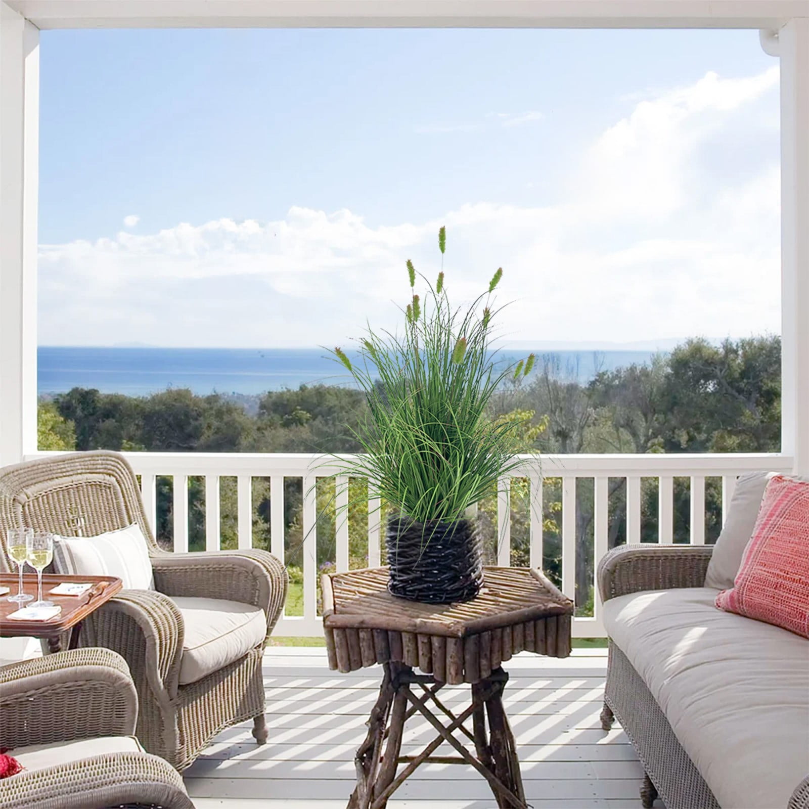 6PCS Fake Tall Grass Faux Plant, Artificial Plants Flowers in Pot Faux ...