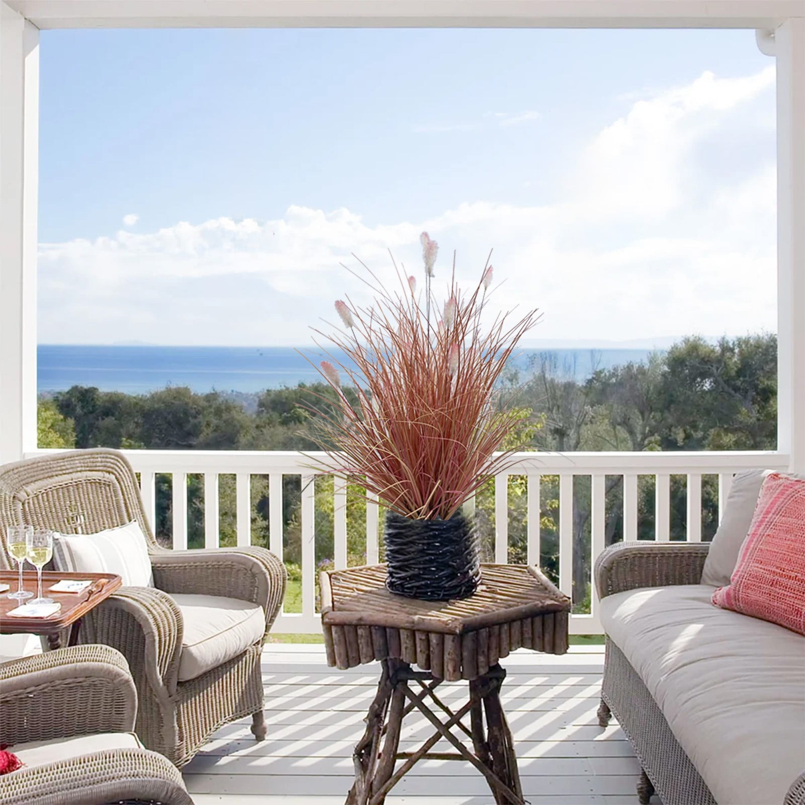 6PCS Fake Tall Grass Faux Plant, Artificial Plants Flowers in Pot Faux ...