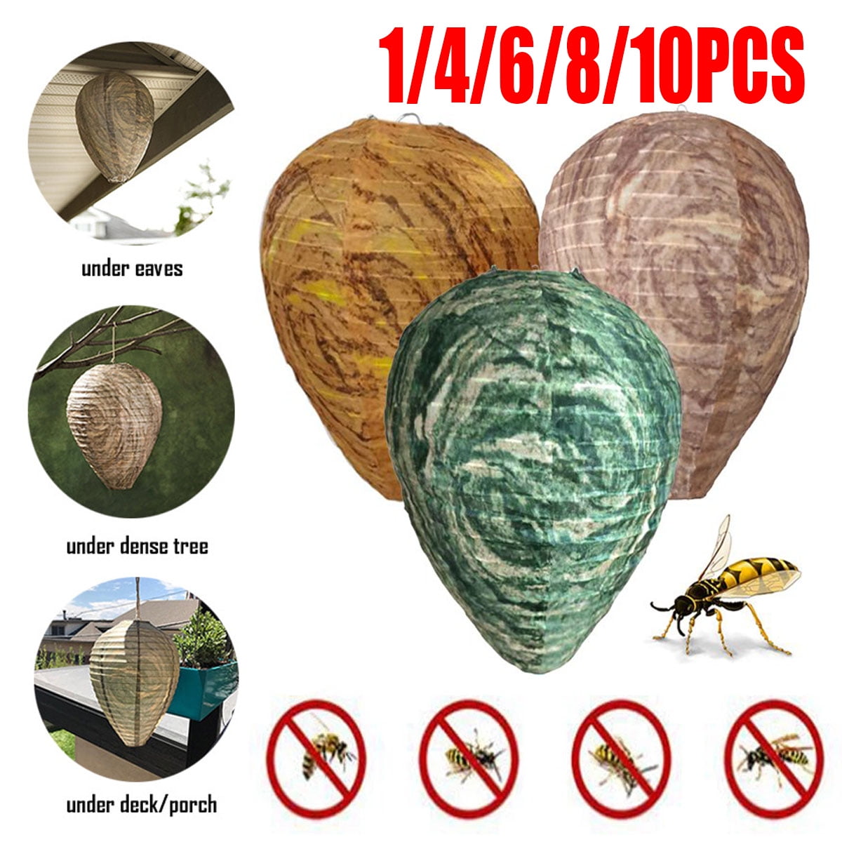 6PCS Fake Wasp Hornet Waterproof Nest Decoys Fake Cloth Wasp for Home ...