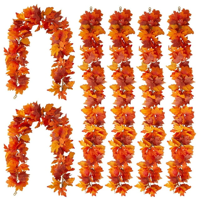 6PCS Fall Maple Leaves Garland 5.6Ft Artificial Maple Autumn Garland ...