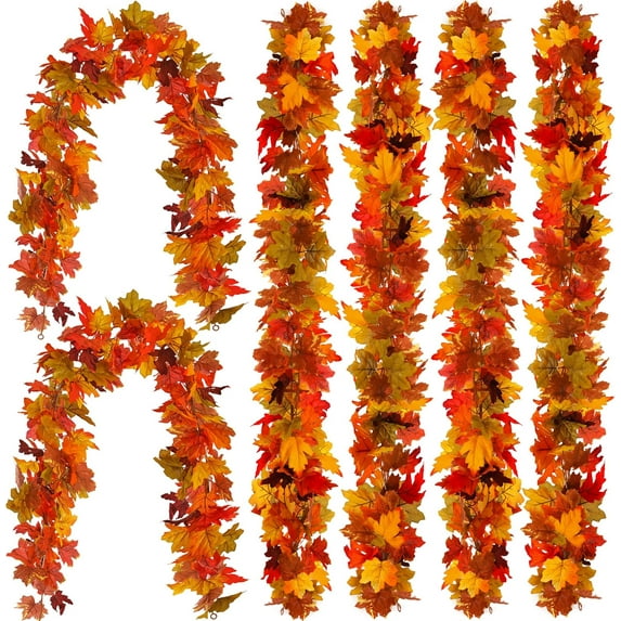 6PCS Fall Maple Leaves Garland, Party Joy 5.6Ft Artificial Maple Leaf ...