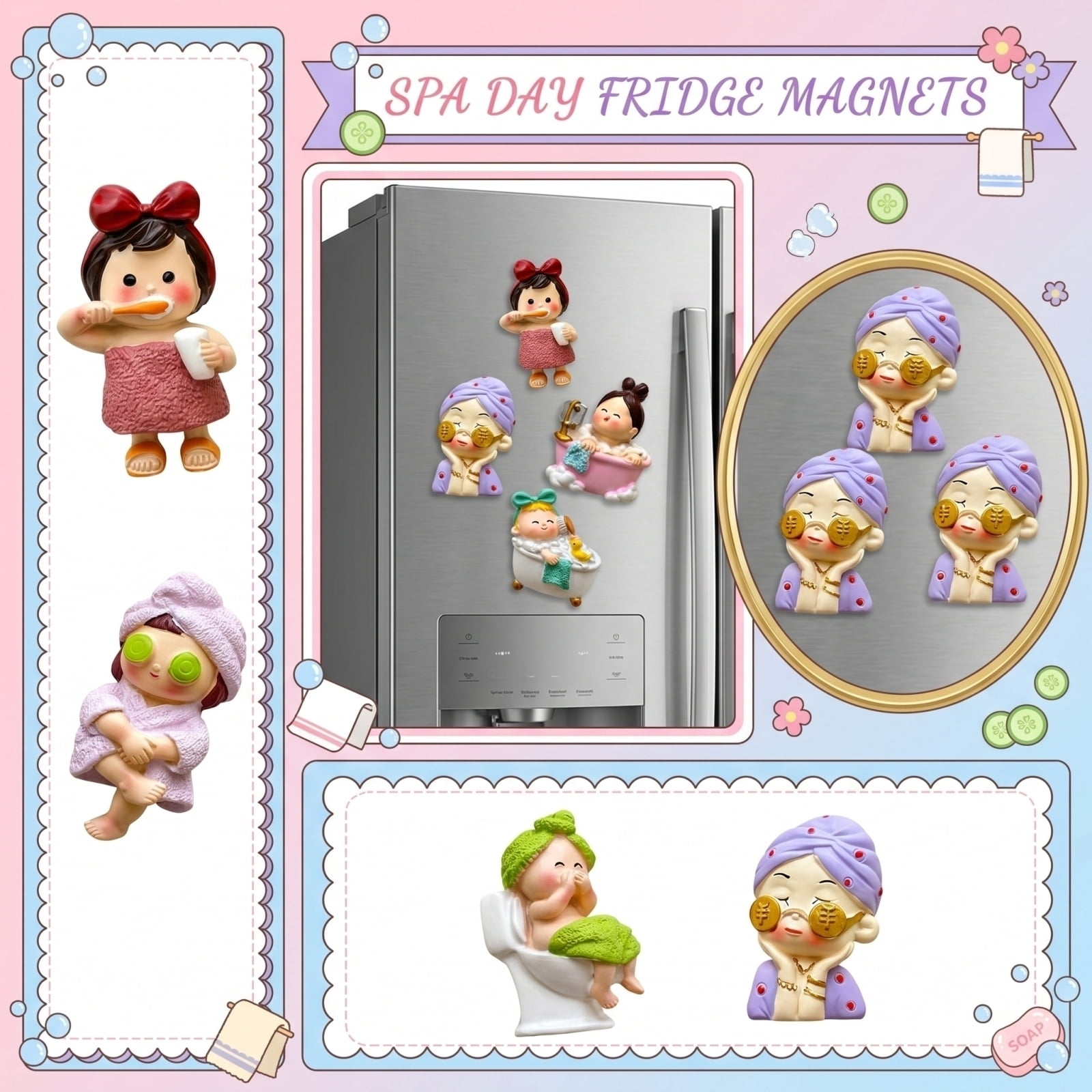 6PCS Fashion Beauty Fridge Magnets, Creative Girl Refrigerator Magnets ...