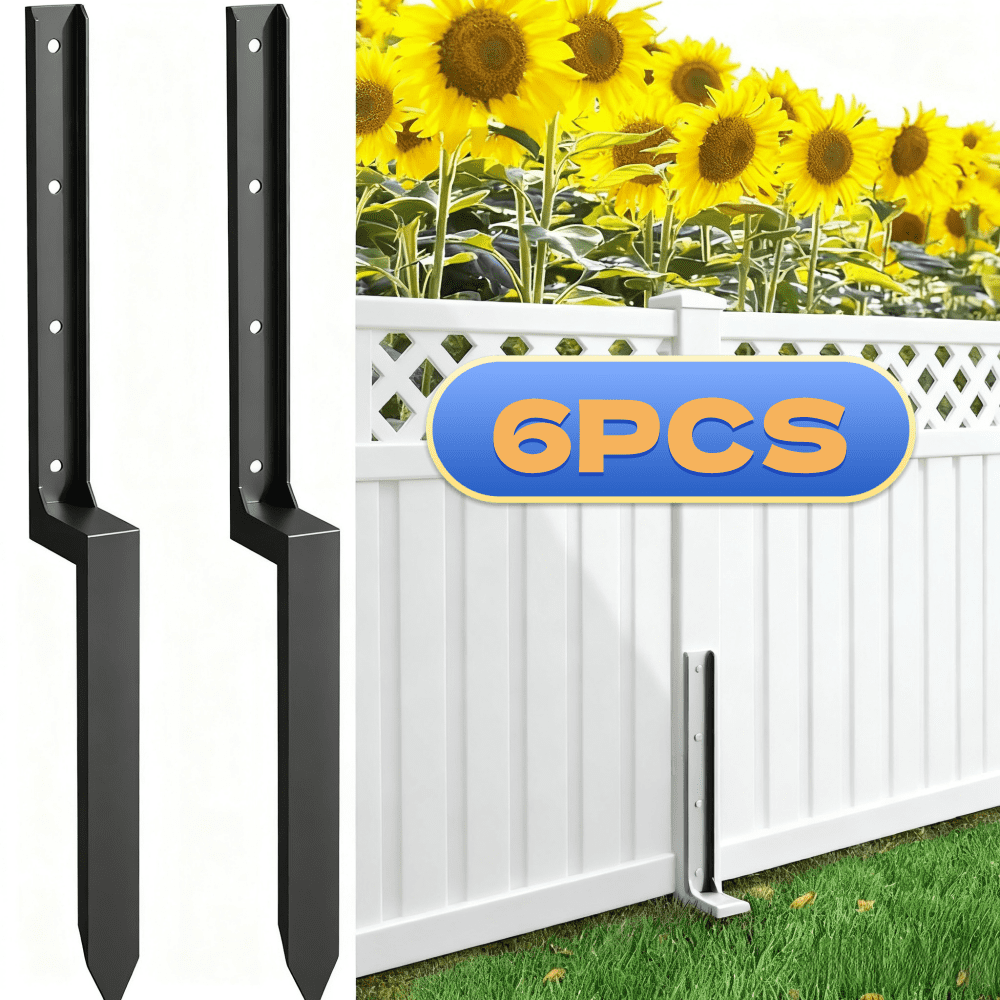 6PCS Fence Post Repair Stakes with Anchor Ground Spike – Heavy Duty Kit ...