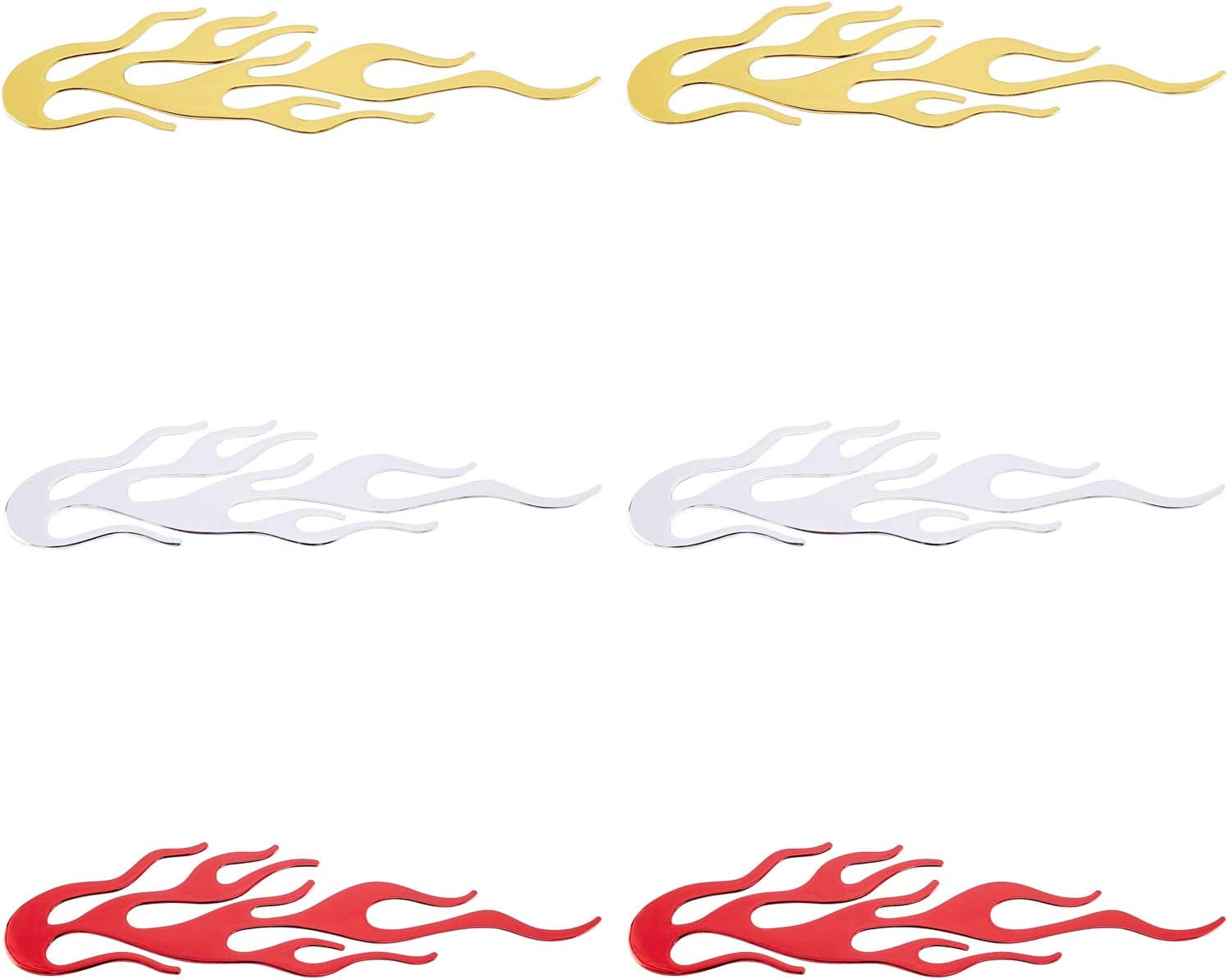 6PCS Flame Car Decals 3 Colors Reflective Flame Set 8x1.9Inch Plastic ...