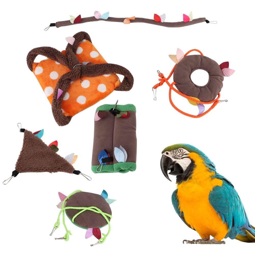 6PCS Flannelette Parrot Cotton Nest Hanging Chain Swing Tunnel Ropeway ...
