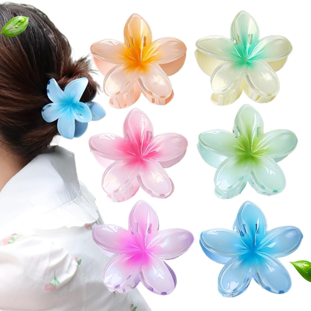 6PCS Flower Claw Clip for Women, Preppy Flower Hair Clip, Hawaiian ...