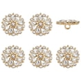 6PCS Flower Rhinestone Buttons 0.69inch in Diameter Alloy Rhinestones ...