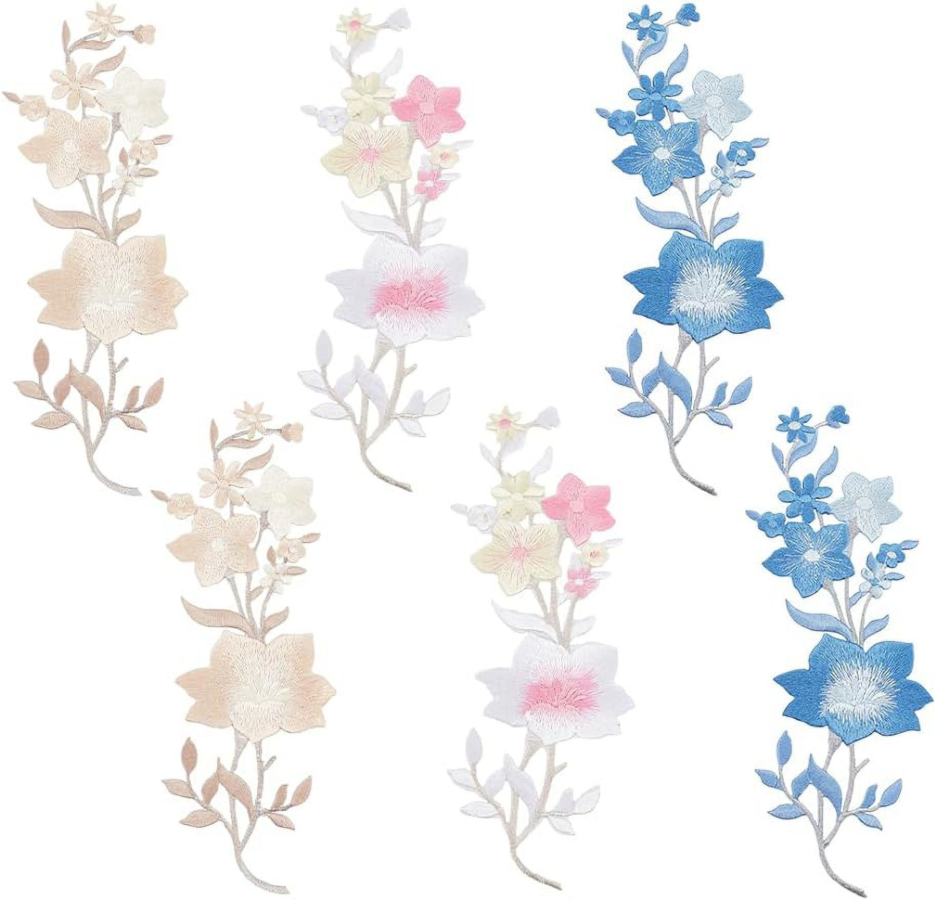 6PCS Flowers Iron On Patch Embroidered Applique Fabric Plum Blossom ...
