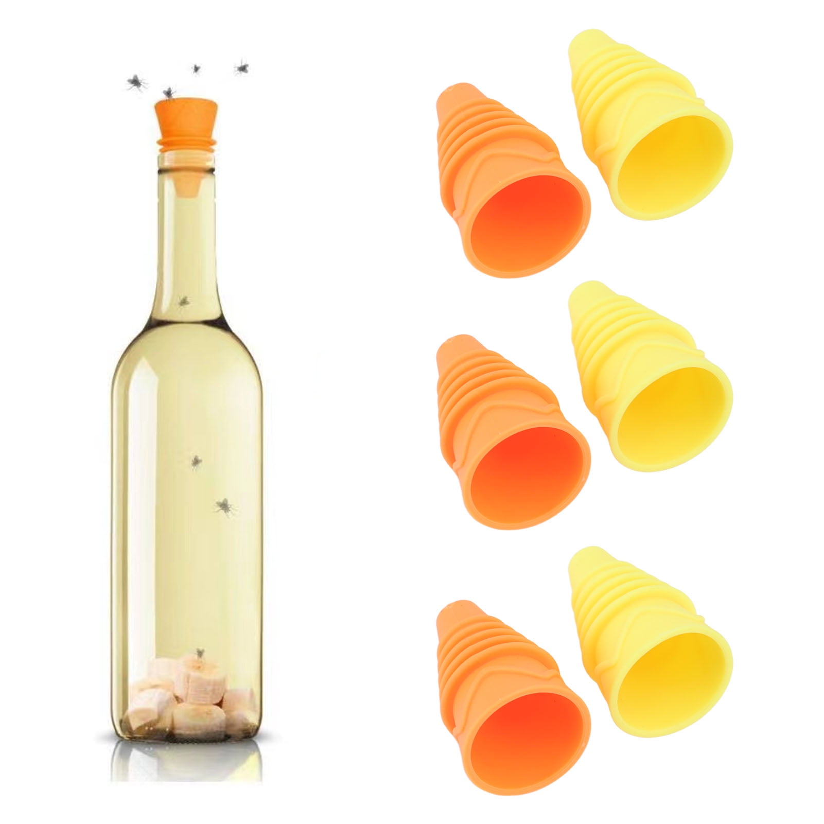 6PCS Fly Trap Funnel Set, Reusable Flexible Silicone Flytrap Funnel ...