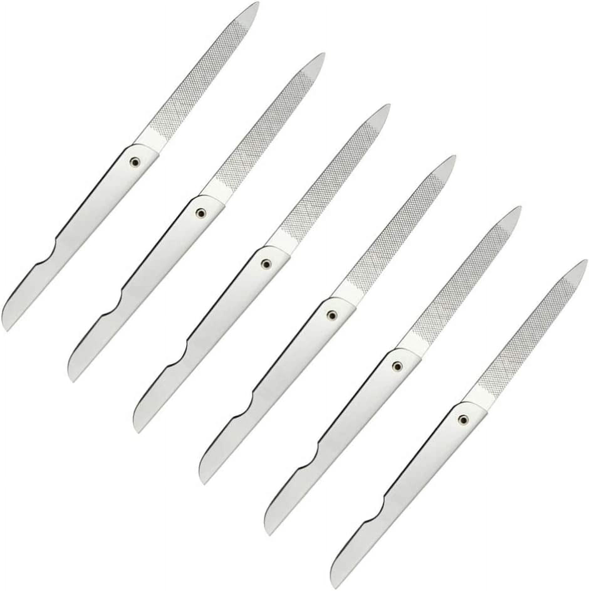 6PCS Folding Nail File Stainless Steel Nail Files with Comfortable ...