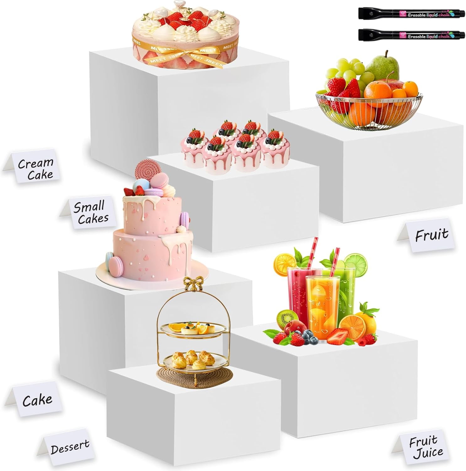 6PCS Food Risers for Buffet Table, 8''x9''x10'' Display Stand for ...