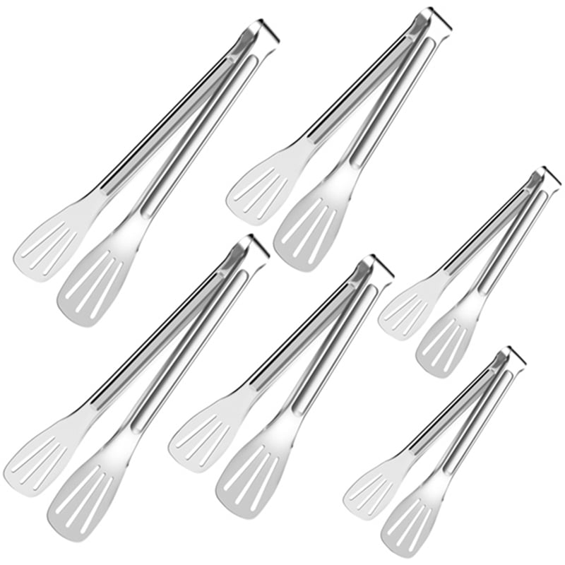 6PCS Food Serving Tongs,Stainless Steel Food Buffet Tongs Frying Tongs ...