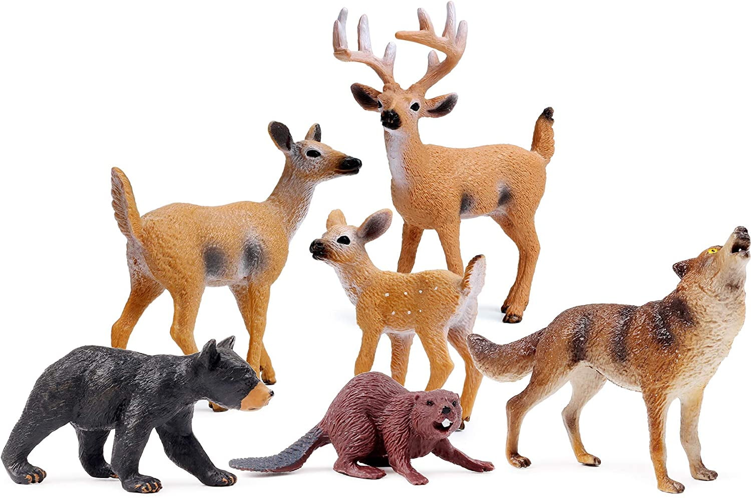 6PCS Forest Animals Figures, Woodland Creatures Figurines, Miniature ...
