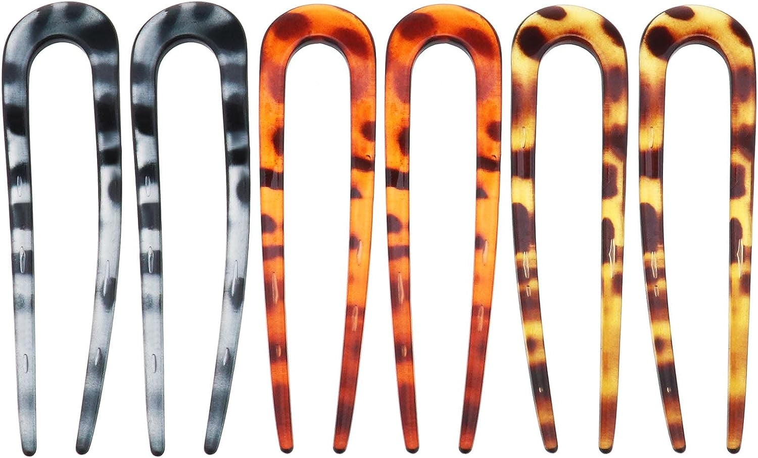 6PCS French Style Hair Pins Tortoise Shell U-Shaped Hair Pin Fork ...
