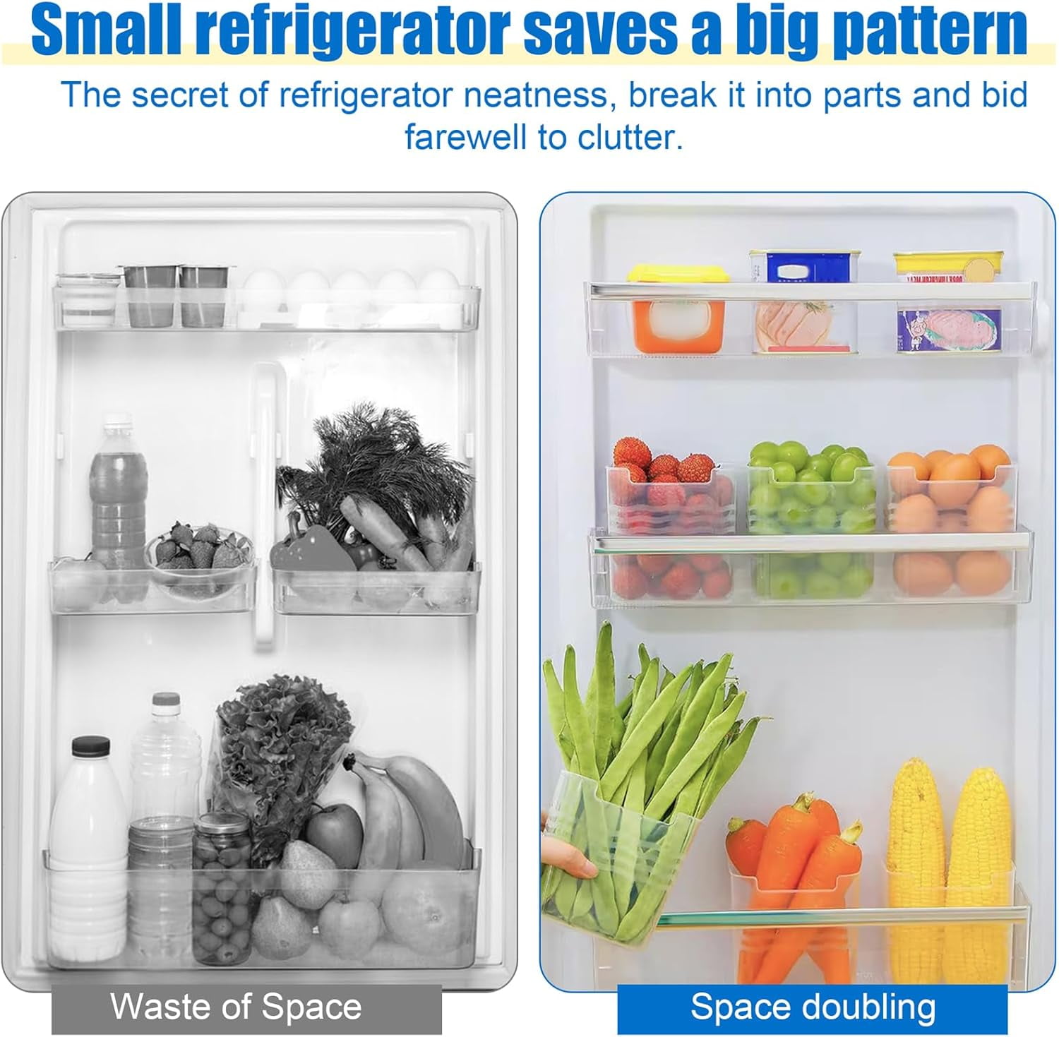 6PCS Fridge Organizer, Plastic Refrigerator Side Door Storage ...