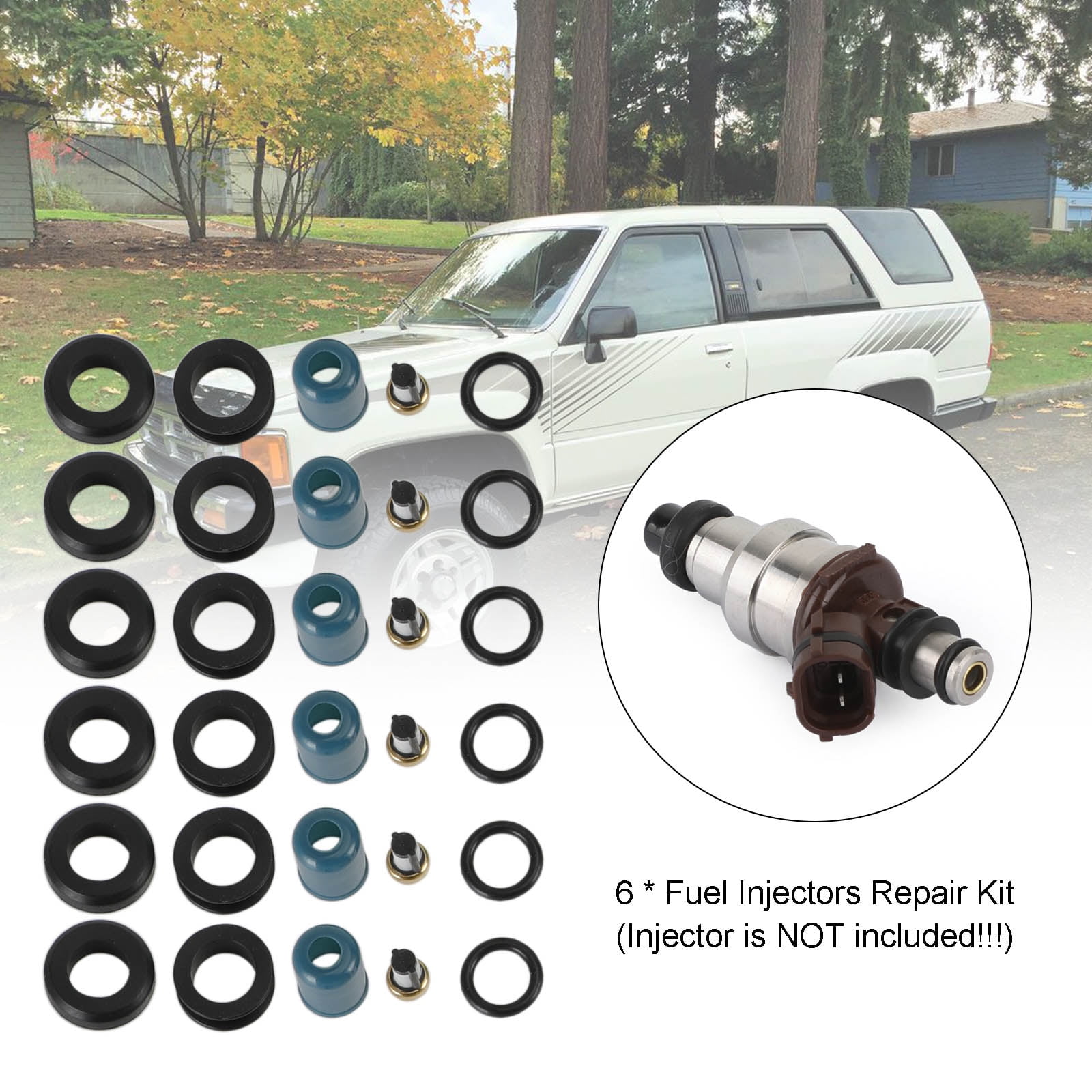 6PCS Fuel Injectors Repair Seal Rebuild Kit Fit for Toyota 3VZE 1988 ...