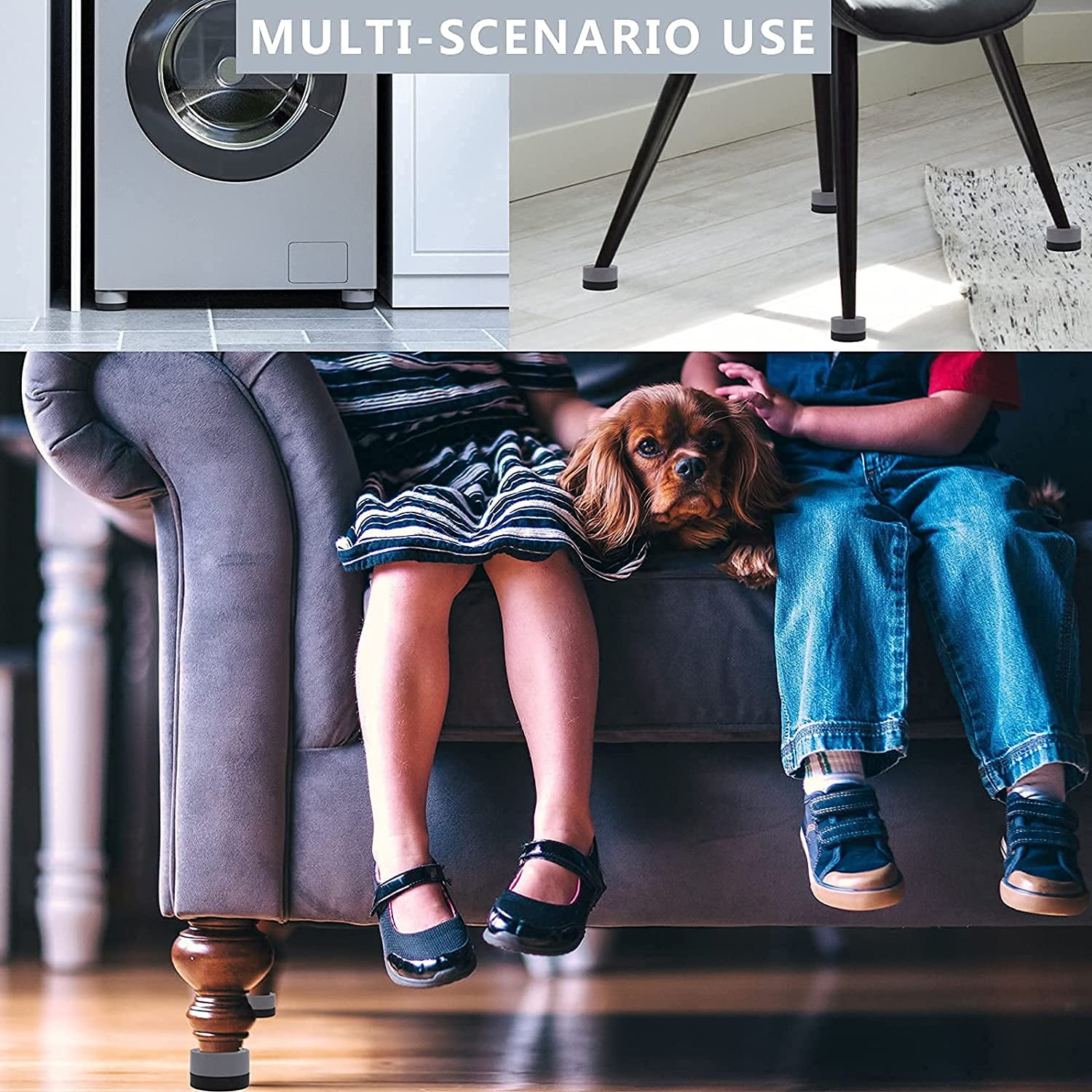 6PCS Furniture Risers, Adjustable Bed Frame Risers, Stackable Shock ...