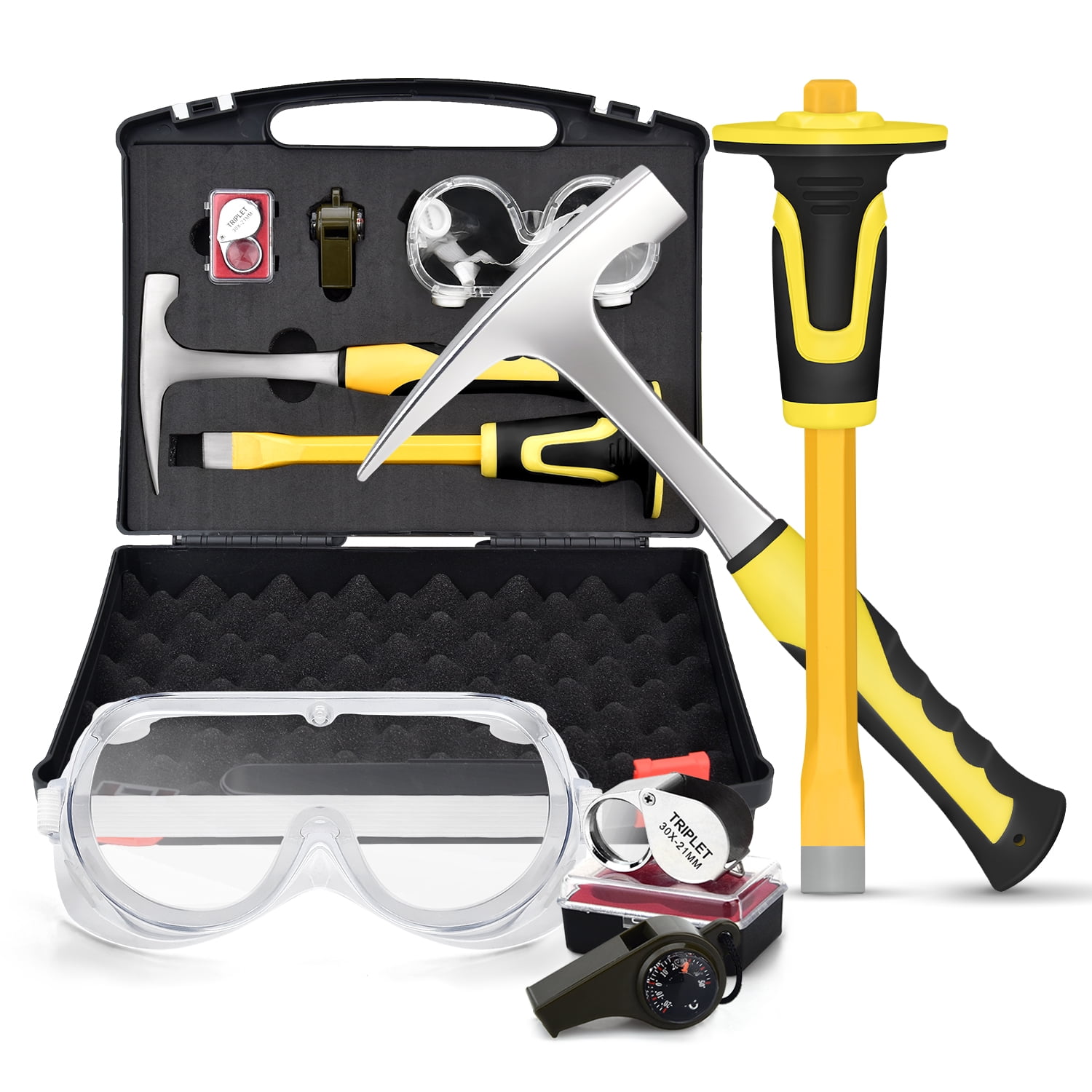 6PCS Geology Rock Pick Equipment Kit,21 oz Rock Hammer with 12''Mason ...