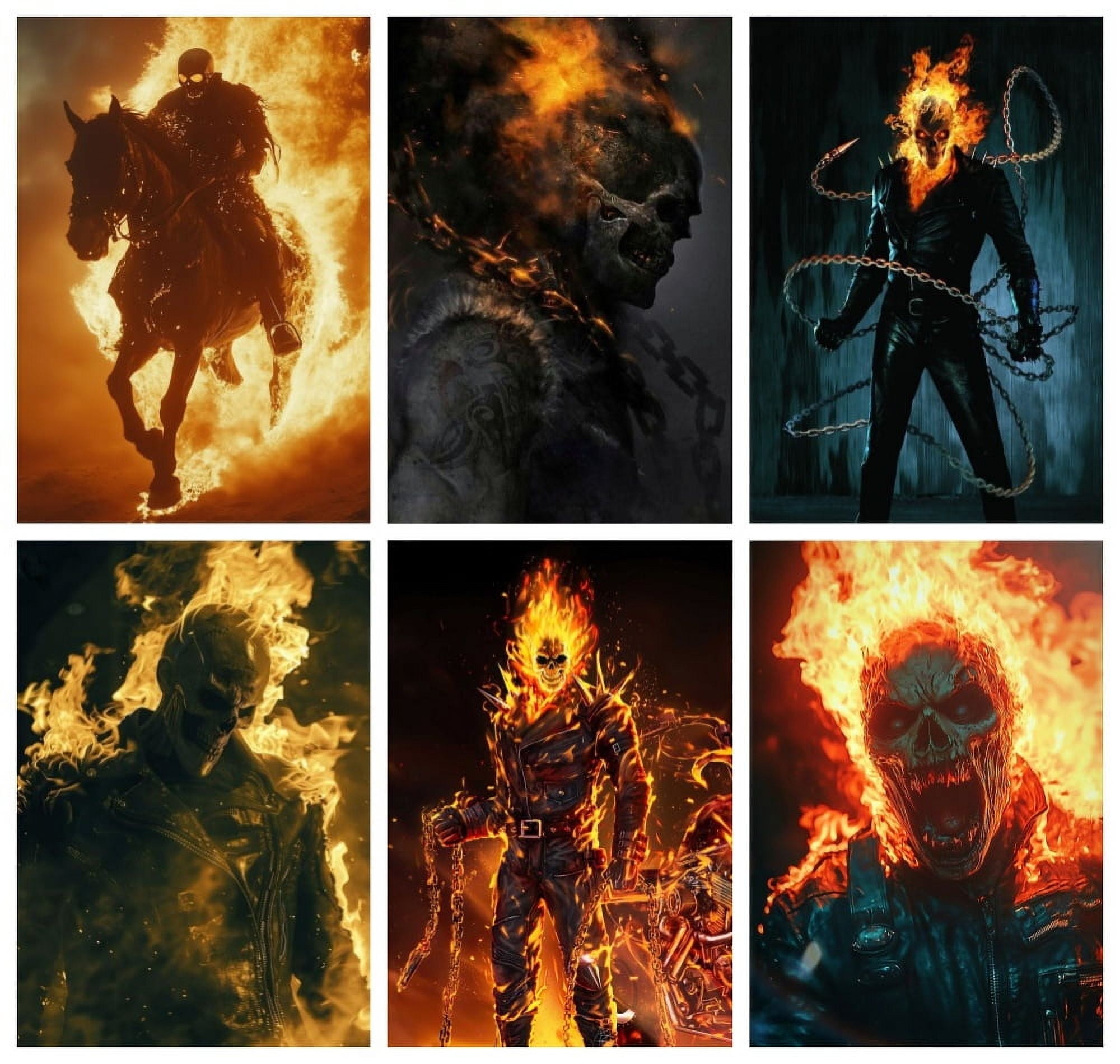 6PCS Ghost Rider Theme Bedroom Wall Decoration Posters (8X10 in ...