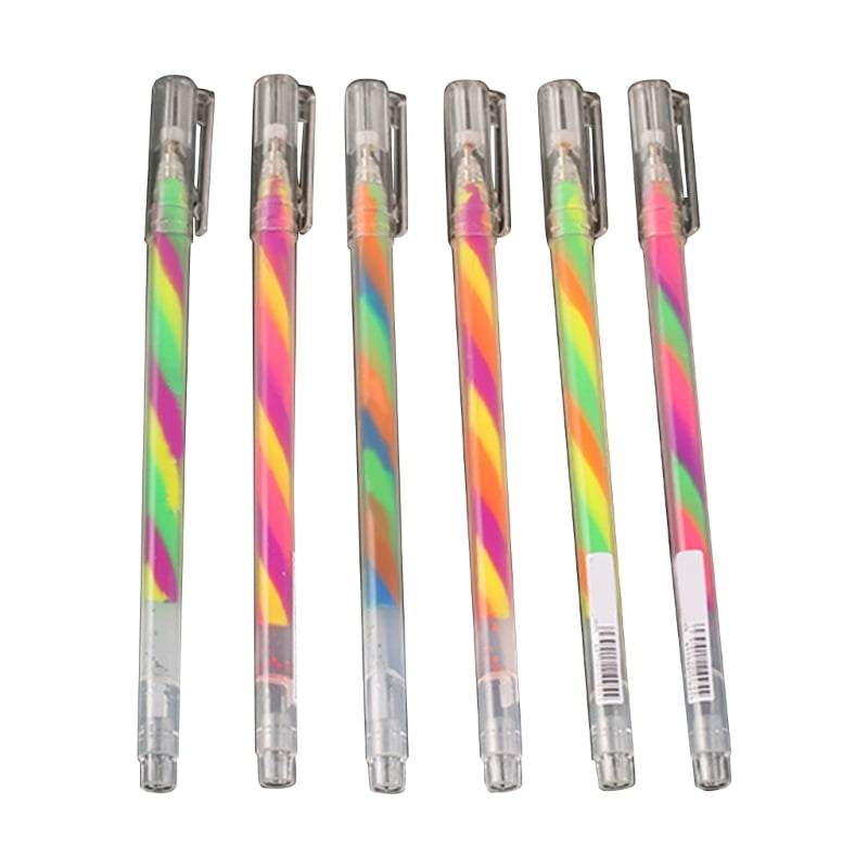 6PCS Glitter Gel Ink Pens Retractable Gel Ink Pen Gradient Color Gel ...