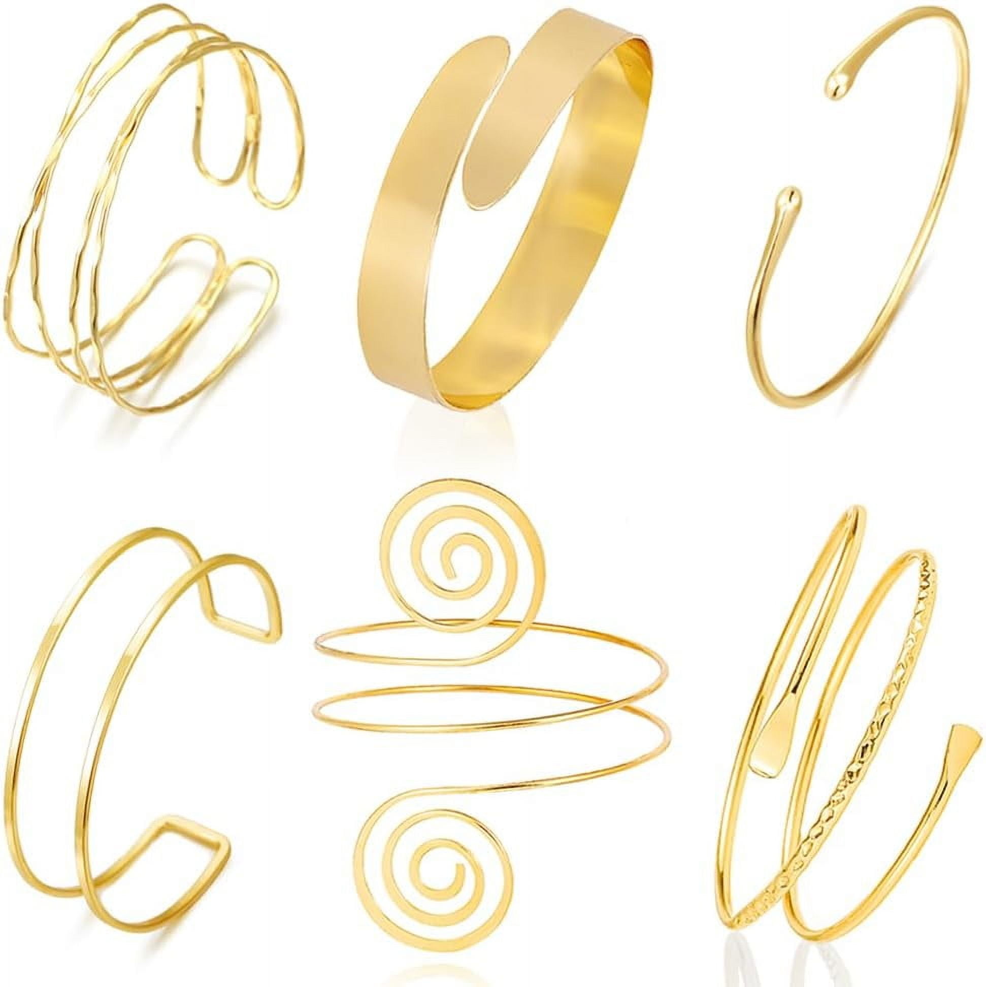 6PCS Gold Arm Cuff Upper Arm Cuff Bracelets for Women Open Upper Arm ...