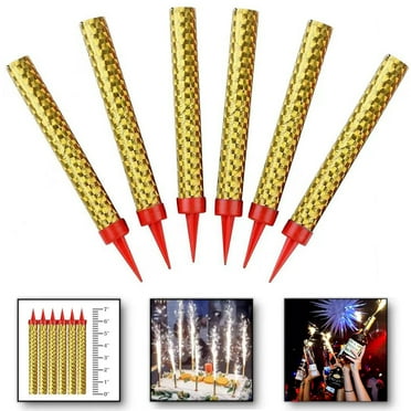 King of Sparklers Pack of 6 Gold Wrapping Sparkling Candles for Bottle ...